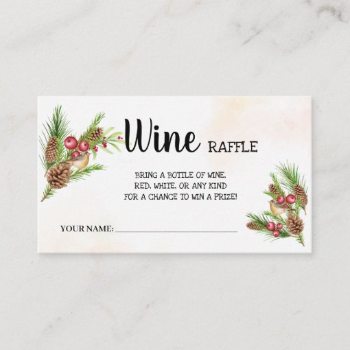 Wine Raffle Ticket Christmas Bridal Shower | Zazzle