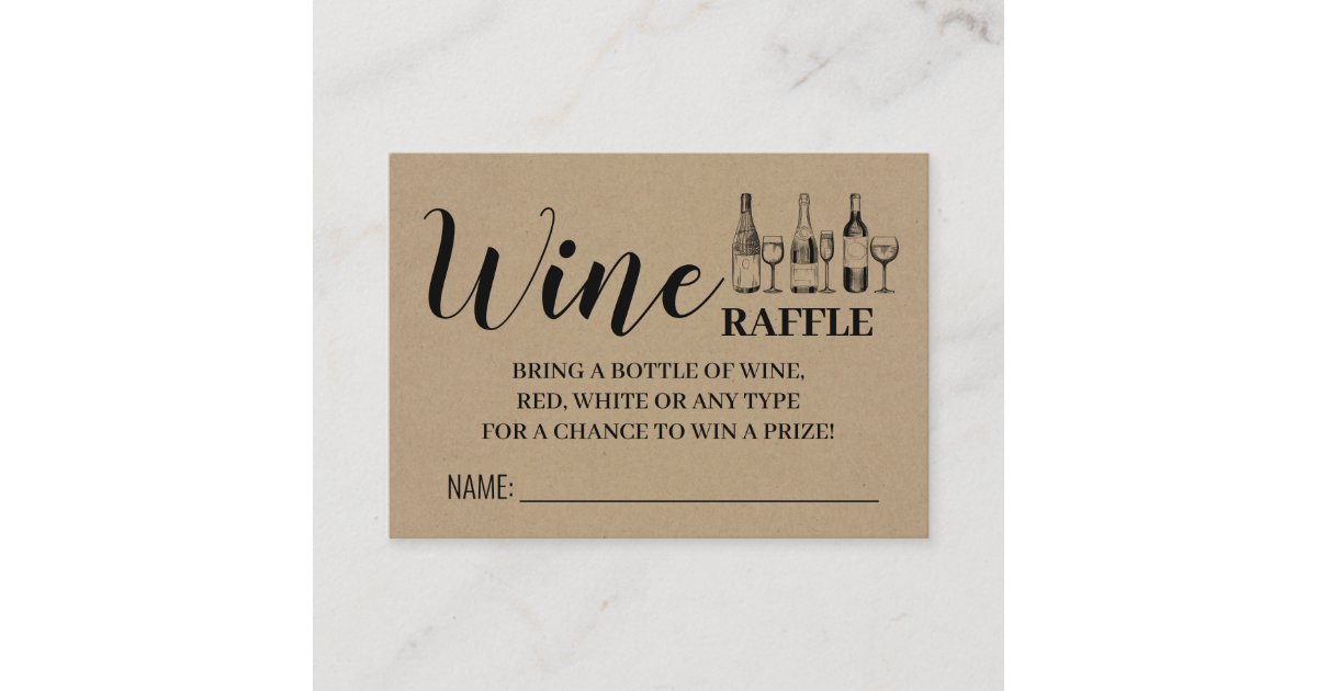 Wine Raffle Ticket Couples Shower Rustic Card | Zazzle