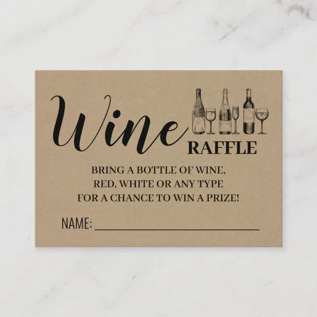 Wine Raffle Ticket Couples Shower Rustic Card | Zazzle