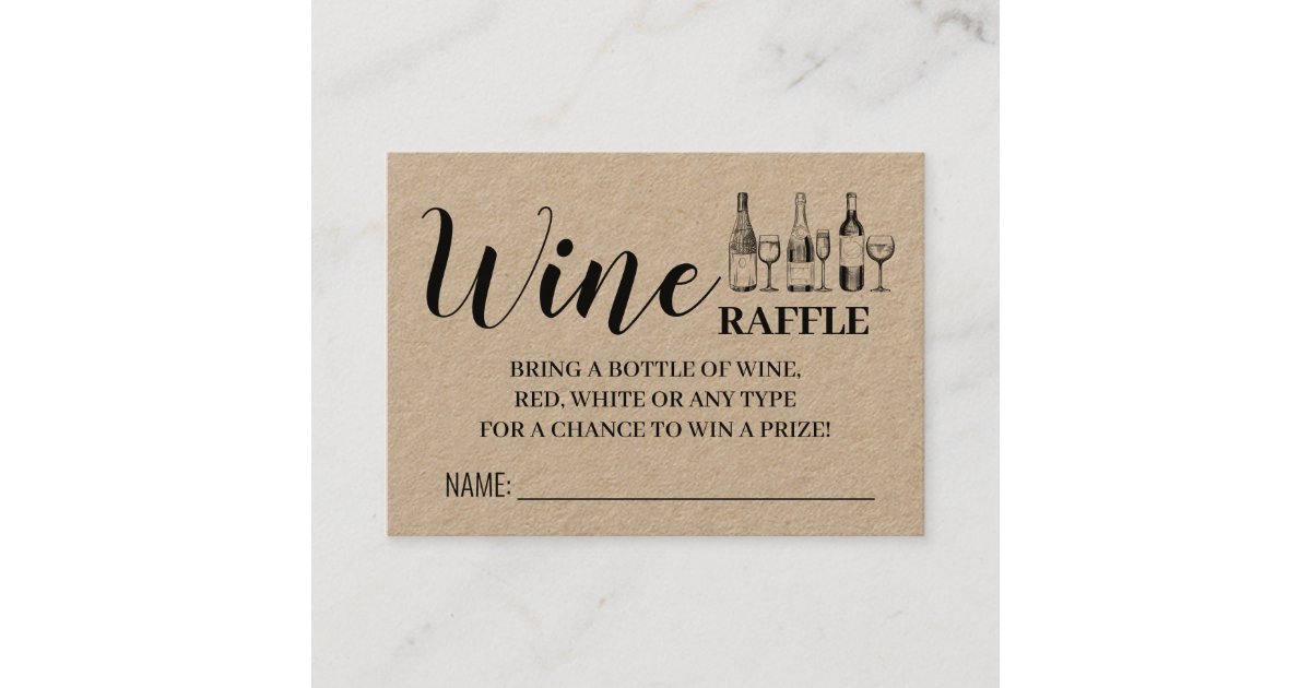 Wine raffle ticket english spanish shower card | Zazzle