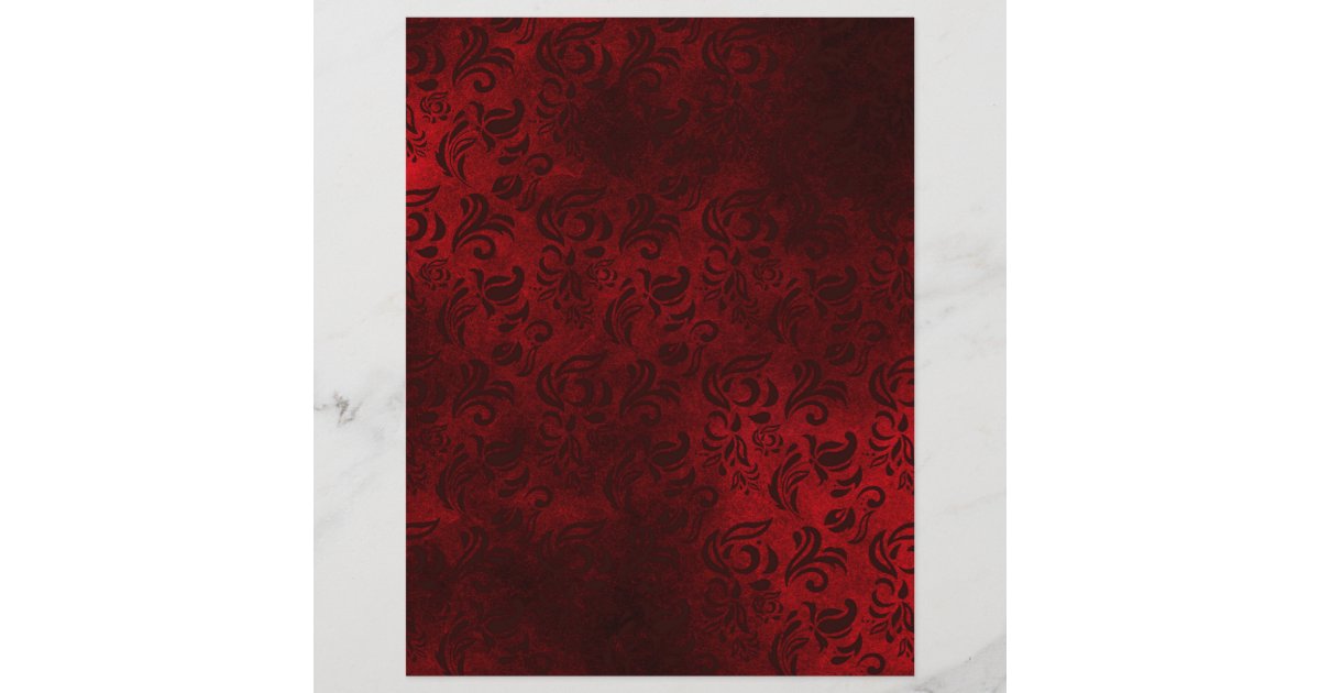 Wine Red Floral Patterned Scrapbook Paper | Zazzle