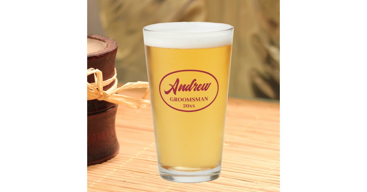 Wine Red Stylized Wedding Groomsman Glass | Zazzle