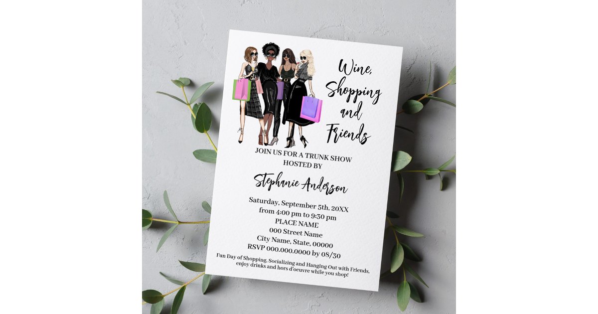 Wine Shop and Friends Trunk Show Pop Up Shop Invitation | Zazzle