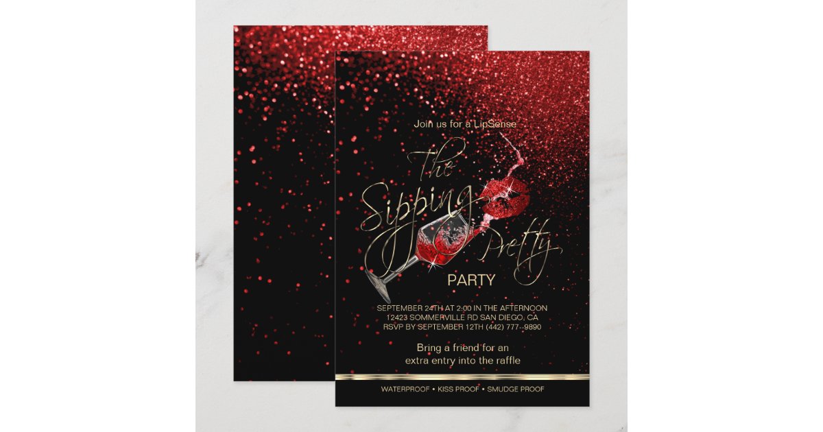 Wine Sipping and Lips Lipsense Party Invitation | Zazzle