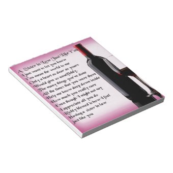 Wine Sister in Law Poem Notepad | Zazzle