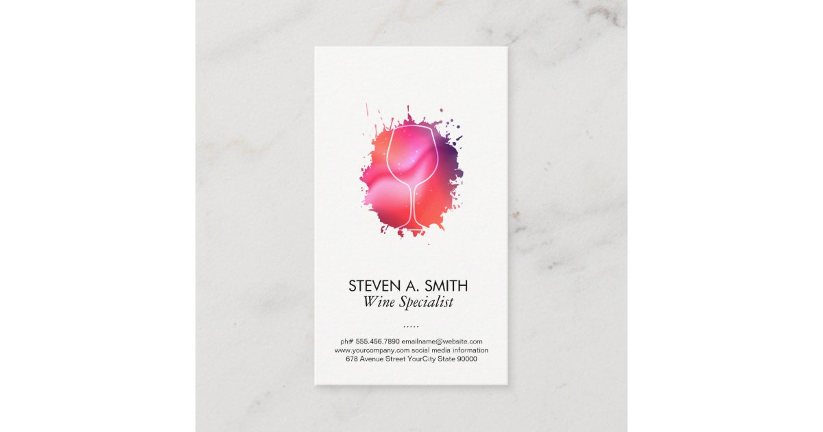 Wine Splatter Slate | Sommelier Business Card | Zazzle