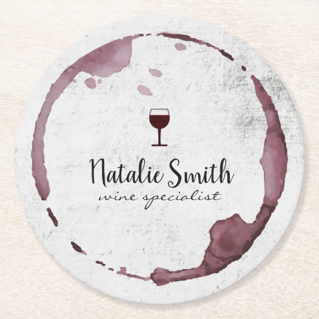 Wine Stain (wine glass) Round Paper Coaster | Zazzle