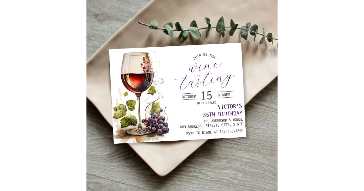 Wine Tasting Birthday Invitation | Zazzle