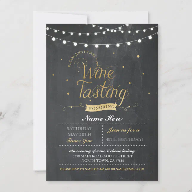 Wine Tasting Birthday Party Chalk ANY AGE Invite | Zazzle