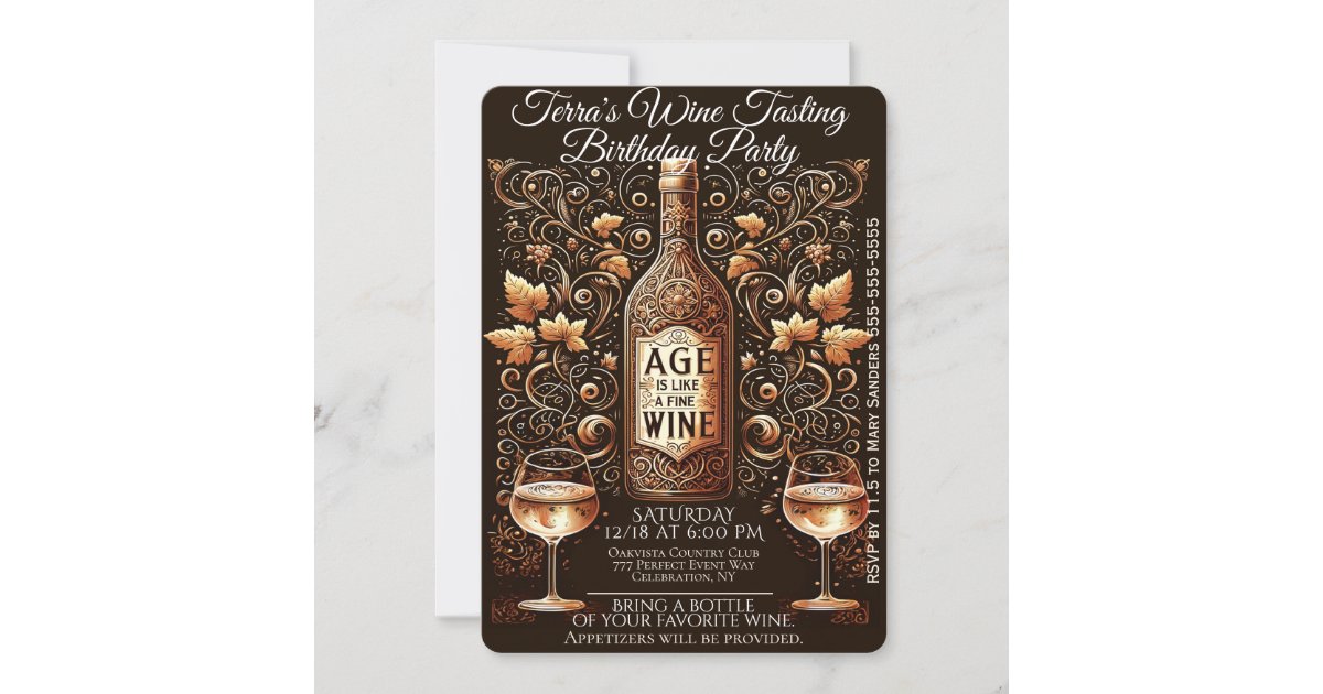 Wine Tasting Birthday Party Invitation | Zazzle