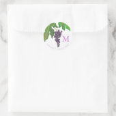 Wine Tasting Party Grapes Monogram Classic Round Sticker | Zazzle
