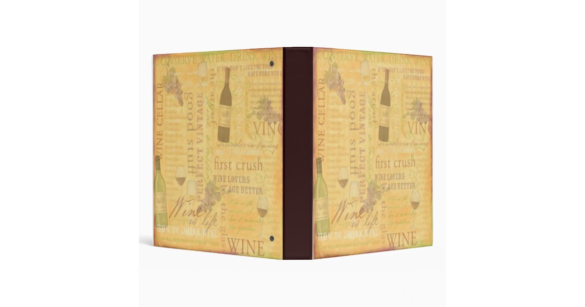 Wine Theme Binder | Zazzle