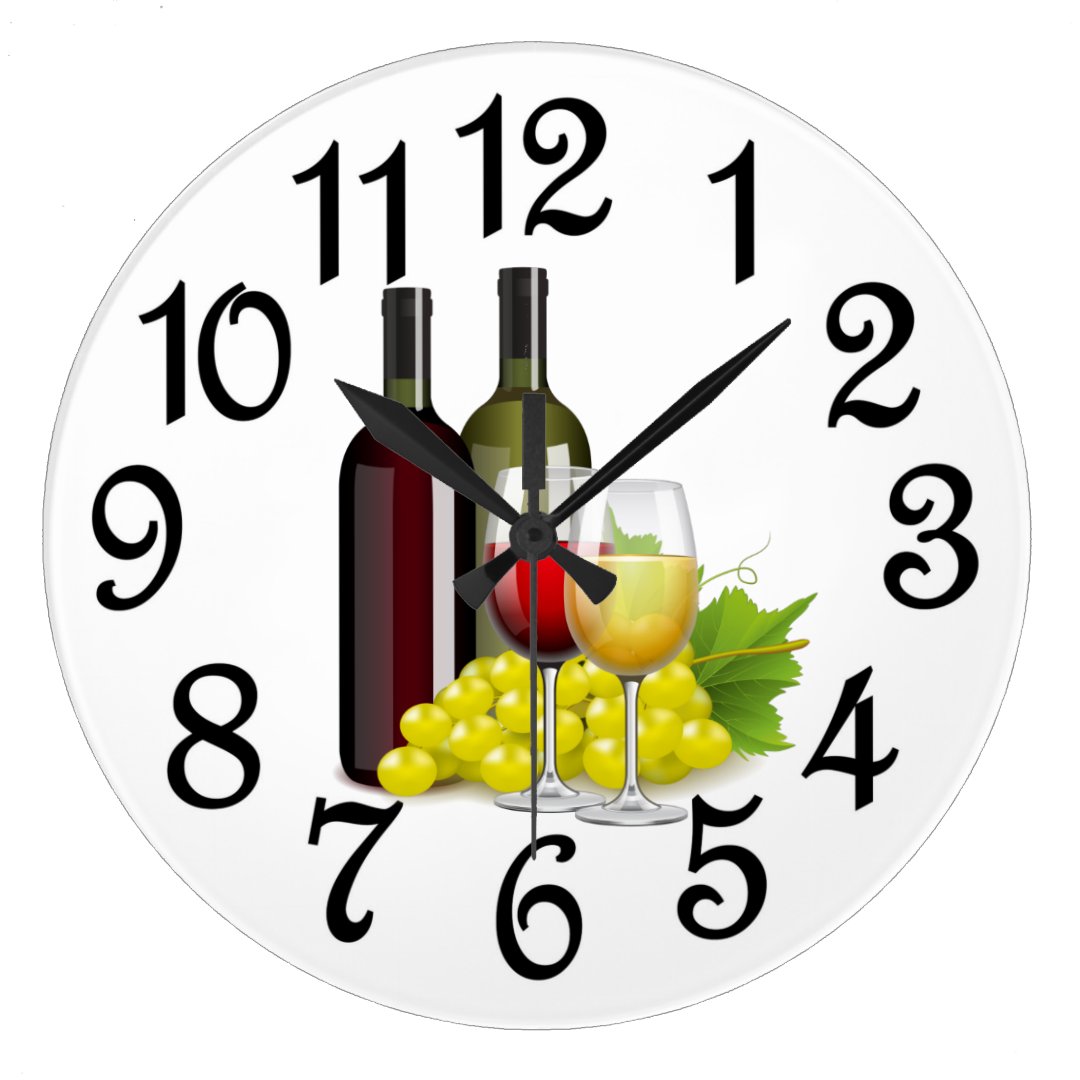Wine Time Large Clock | Zazzle
