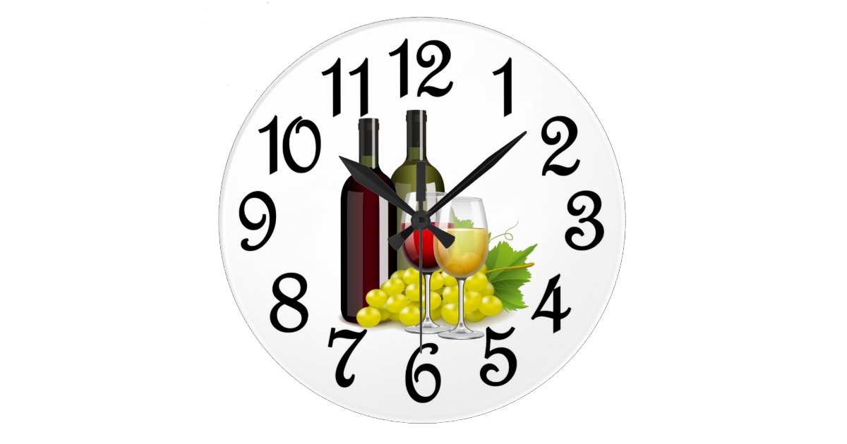 Wine Time Large Clock | Zazzle