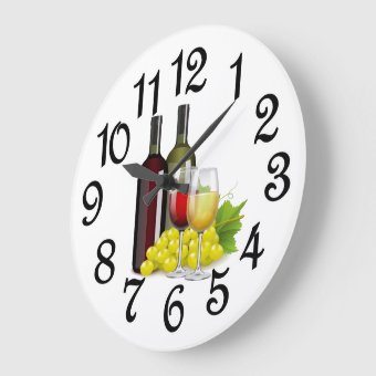 Wine Time Large Clock | Zazzle