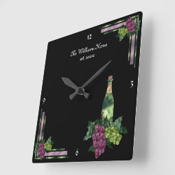 Wine Time Personalized Square Wall Clock | Zazzle