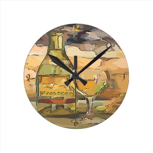 Wine Time, Prosecco Round Clock | Zazzle.com