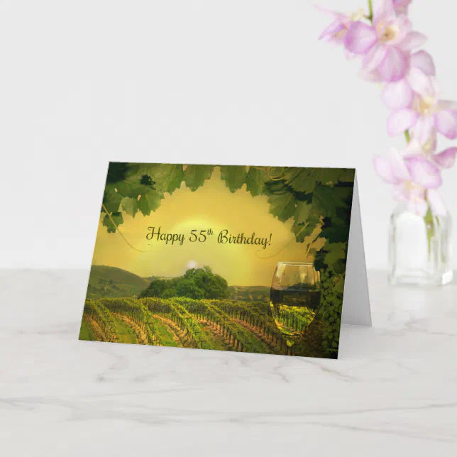 Wine Vineyard Happy 55th Birthday Card | Zazzle