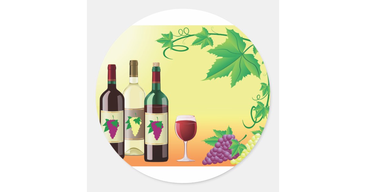 Wine With Grapes Stickers | Zazzle