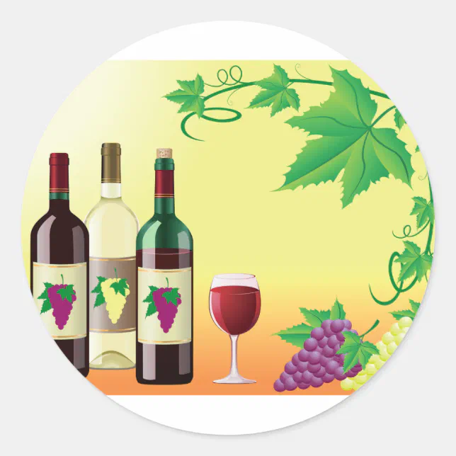 Wine With Grapes Stickers | Zazzle