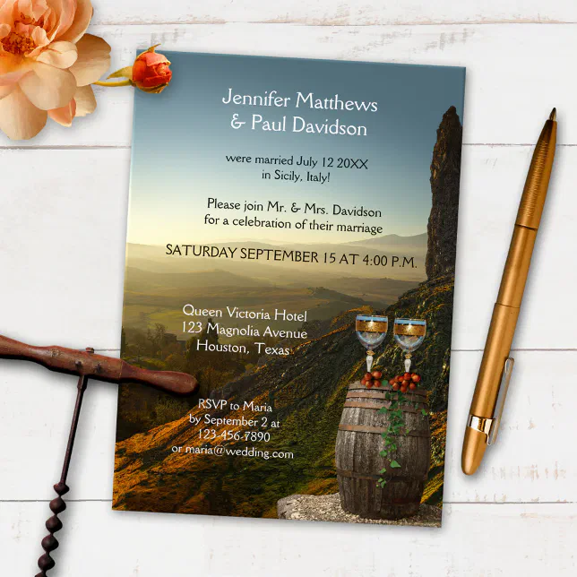 Winery Wine Themed After Wedding Invitation | Zazzle