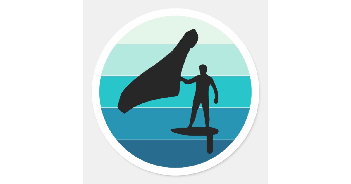 Wing Foiling Hydrofoil Surfing Surf Water Sport Classic Round Sticker ...