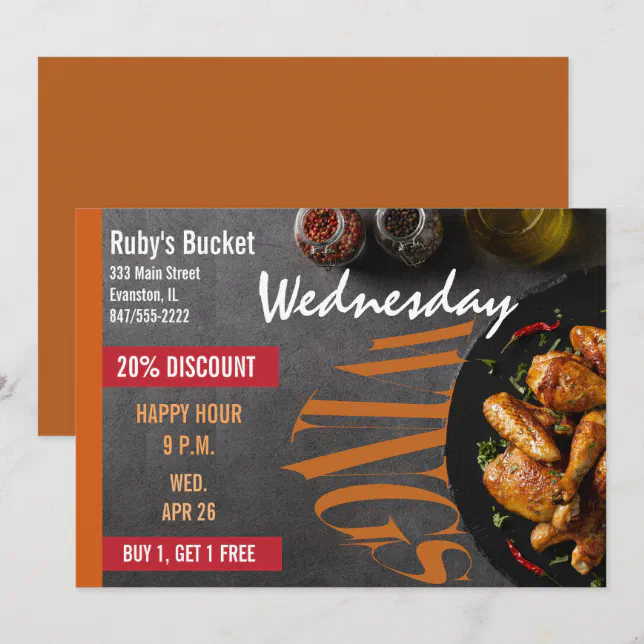 wing night restaurant invitation | Zazzle