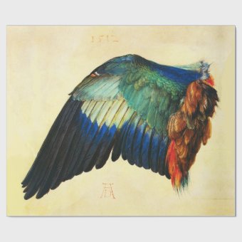 WING OF AN EUROPEAN ROLLER Durer Wrapping Paper | Zazzle