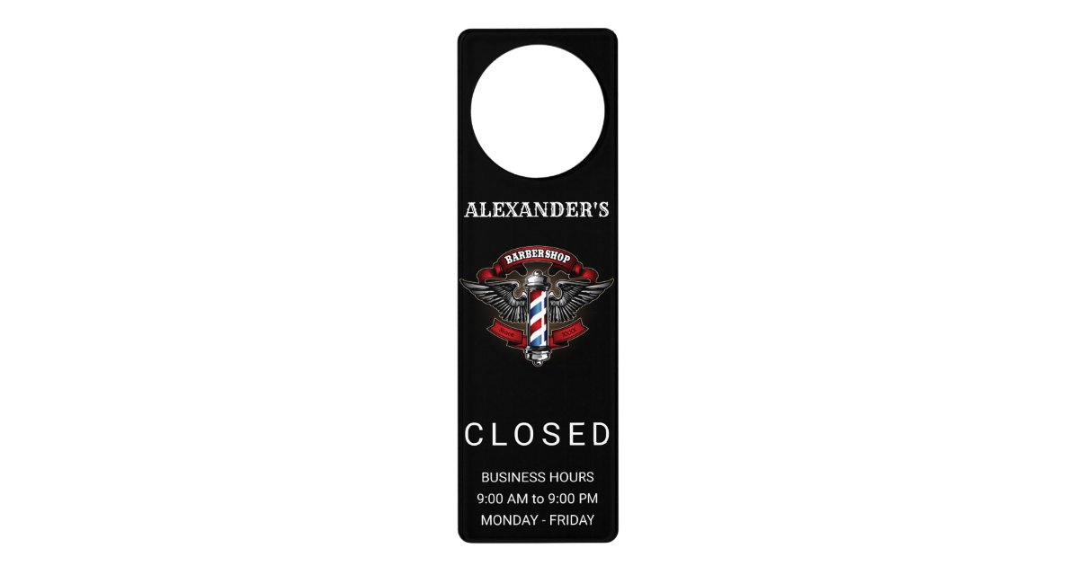 Winged Barber Pole Personalize Door Hanger | Zazzle