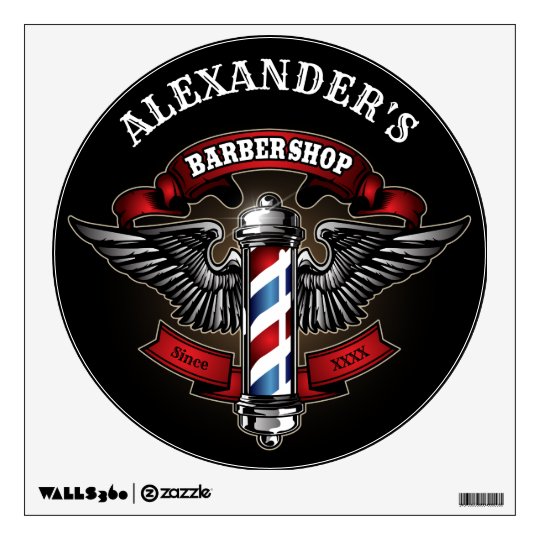 Winged Barber Pole Personalize Wall Sticker | Zazzle.com