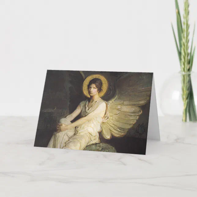 Winged Figure Seated Upon a Rock by Abbott Thayer Card | Zazzle