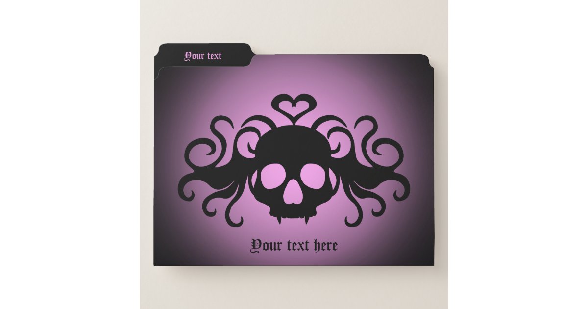 Winged skull Gothic Halloween File Folder | Zazzle