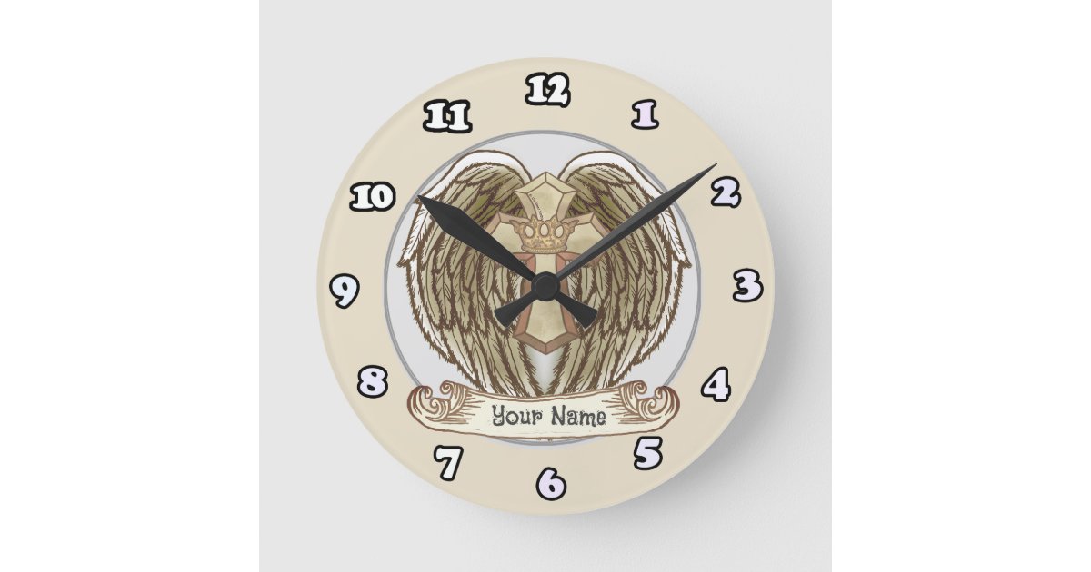 Wings Cross Crown Christian clock | Zazzle