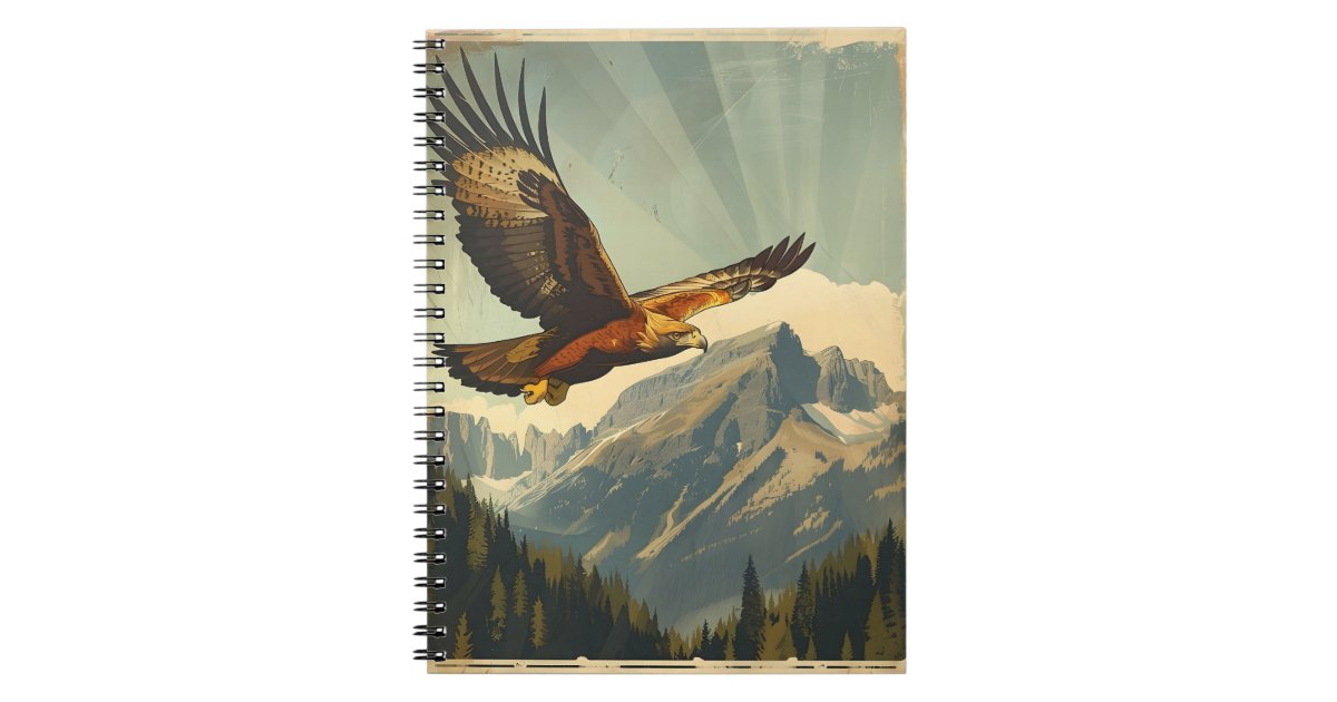 Wings of Glory: Vintage Flight of the Golden Eagle Notebook | Zazzle
