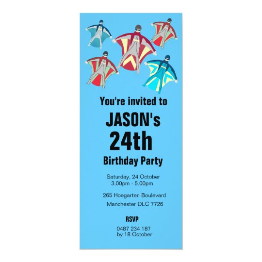Wingsuit Skydiving Themed Invitation | Zazzle.com