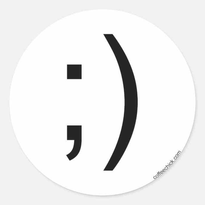 Wink emoticon classic round sticker | Zazzle.com