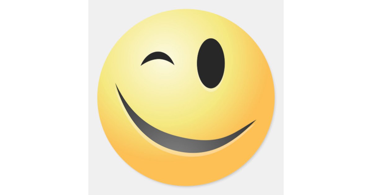 WINK FACE CLASSIC ROUND STICKER | Zazzle