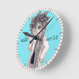 Winking Anime Guy, Original Drawing Round Clock | Zazzle