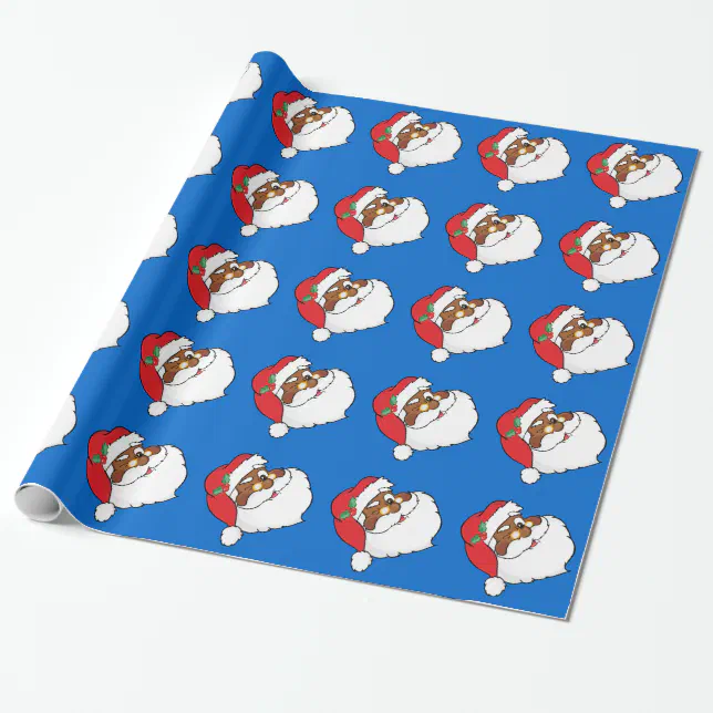 Winking Black Santa Keeping Christmas Secrets Wrapping Paper | Zazzle