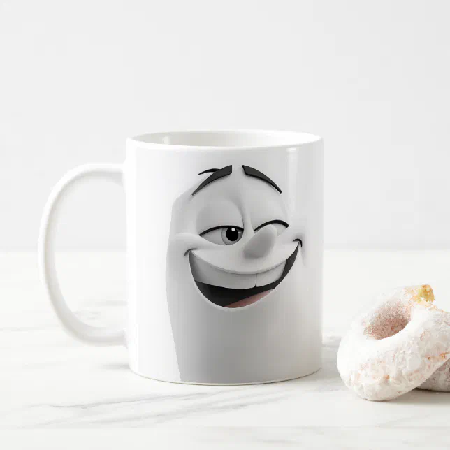 Winking Cartoon Face 3D Mug 2 | Zazzle