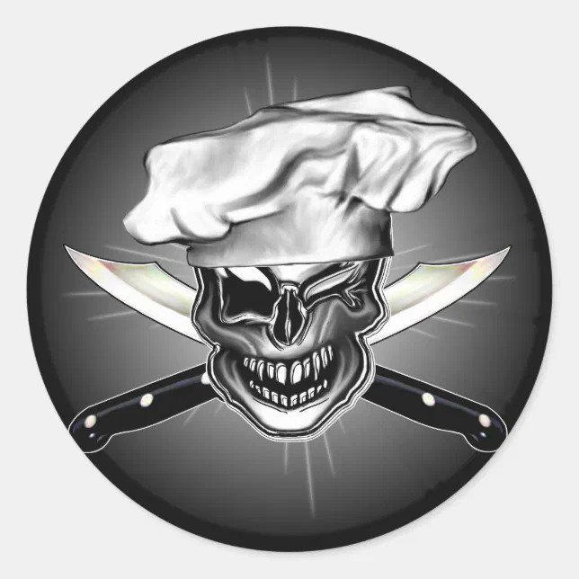 Winking Chef Skull Classic Round Sticker | Zazzle