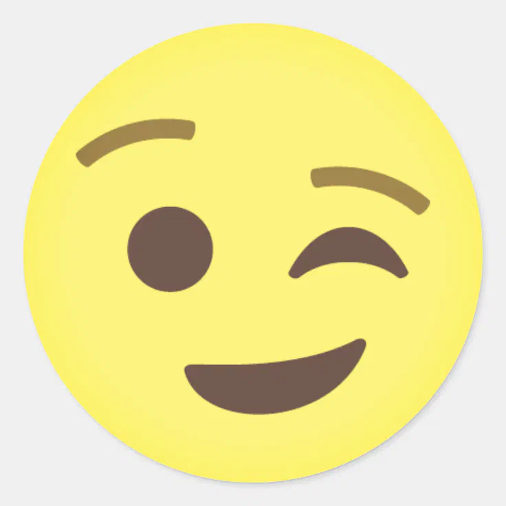 Winking Emoji Classic Round Sticker | Zazzle