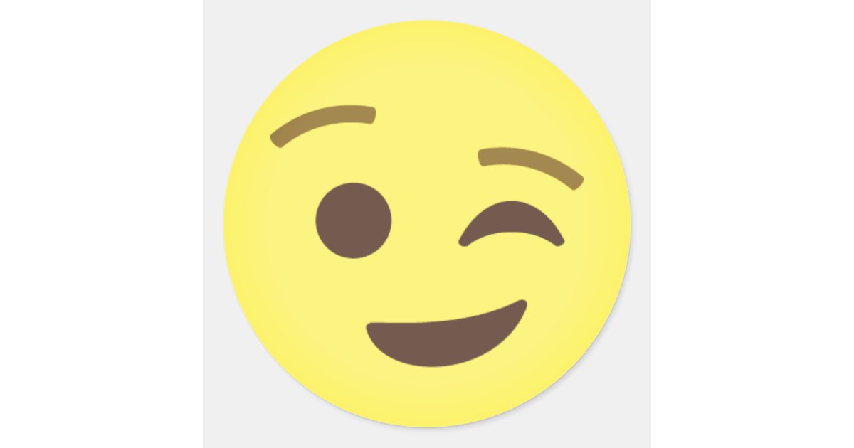 Winking Emoji Classic Round Sticker | Zazzle