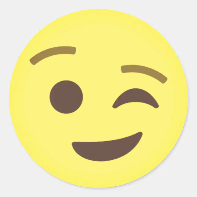 Winking Emoji Classic Round Sticker | Zazzle