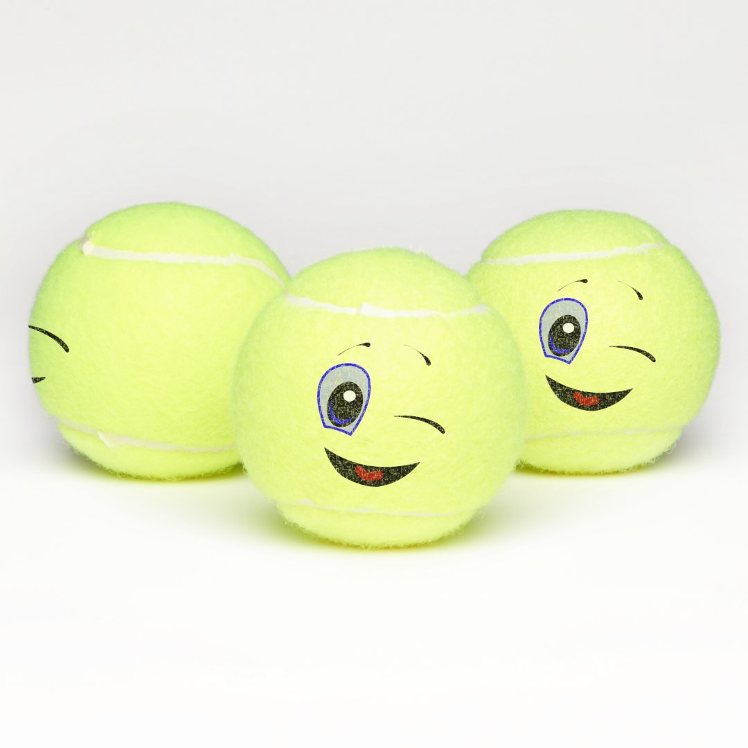 Winking Emoji Tennis Balls | Zazzle