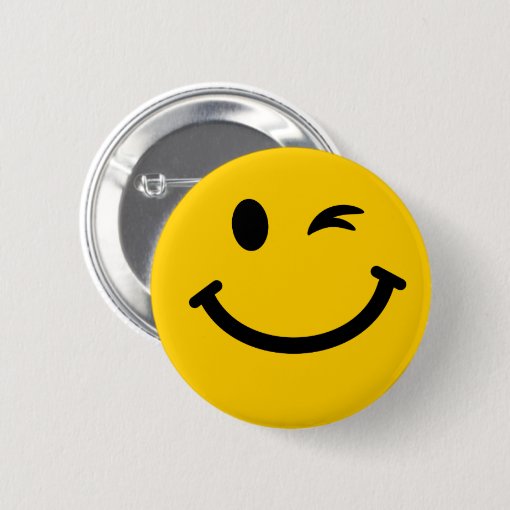 Winking face button | Zazzle