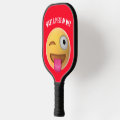 Winking Face Emoji with Tongue Pickleball Paddle | Zazzle