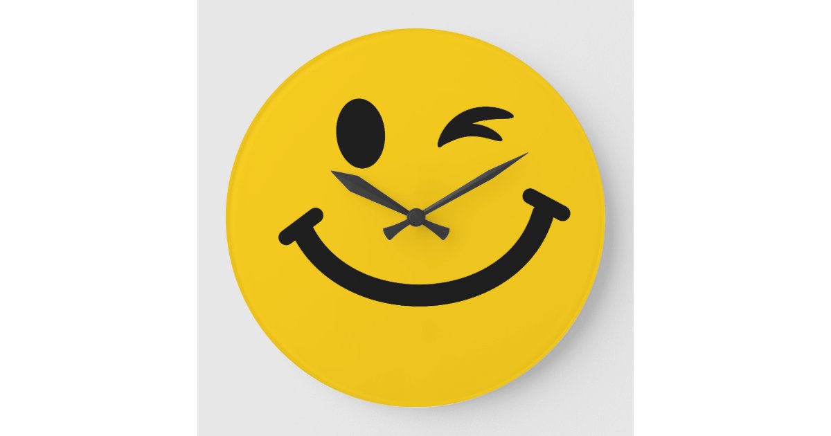 Winking face large clock | Zazzle