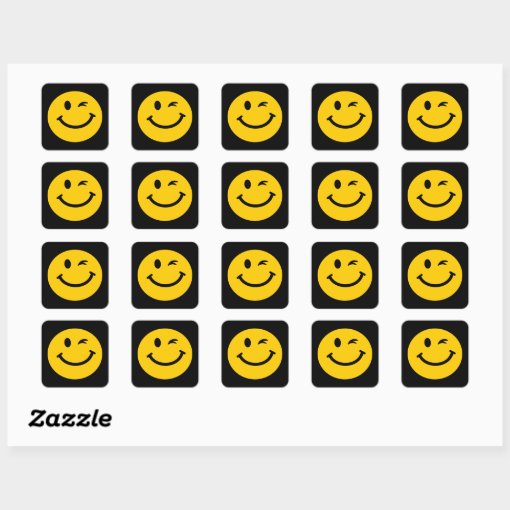 Winking face square sticker | Zazzle