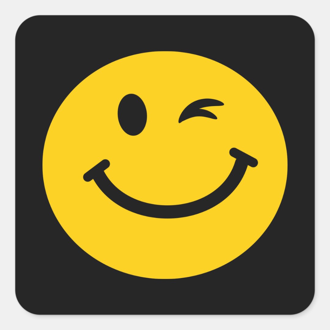 Winking face square sticker | Zazzle